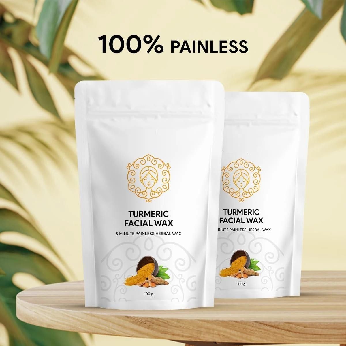 Turmeric Facial Wax Powder Painless Face Hair Removal with Skin-Bright